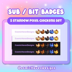 5 Pixel Chickens Stardew Valley Inspired Badges | Sub or Bit Badges ...