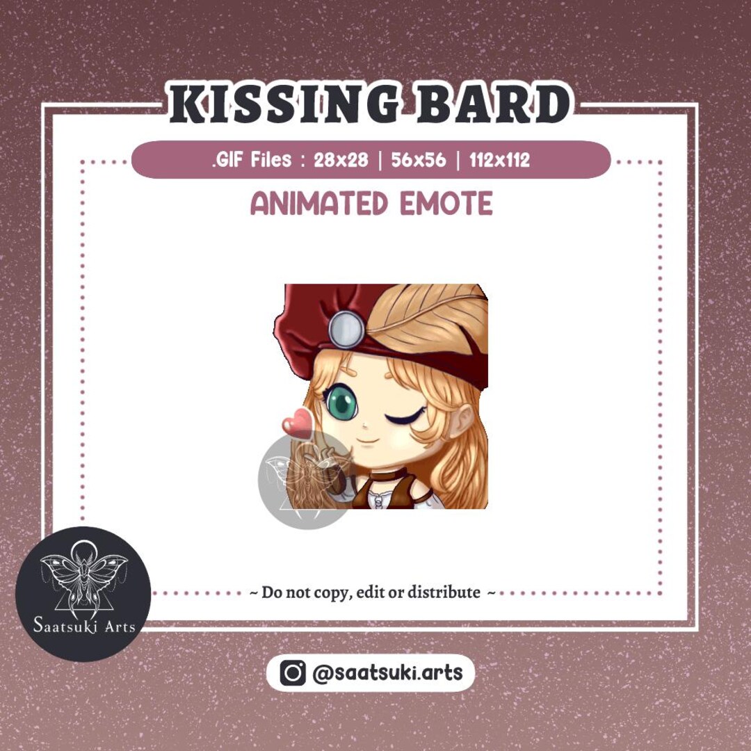 Animated Emote Twitch & Discord - Kawaii Bard Blowing a Kiss | Cute ...