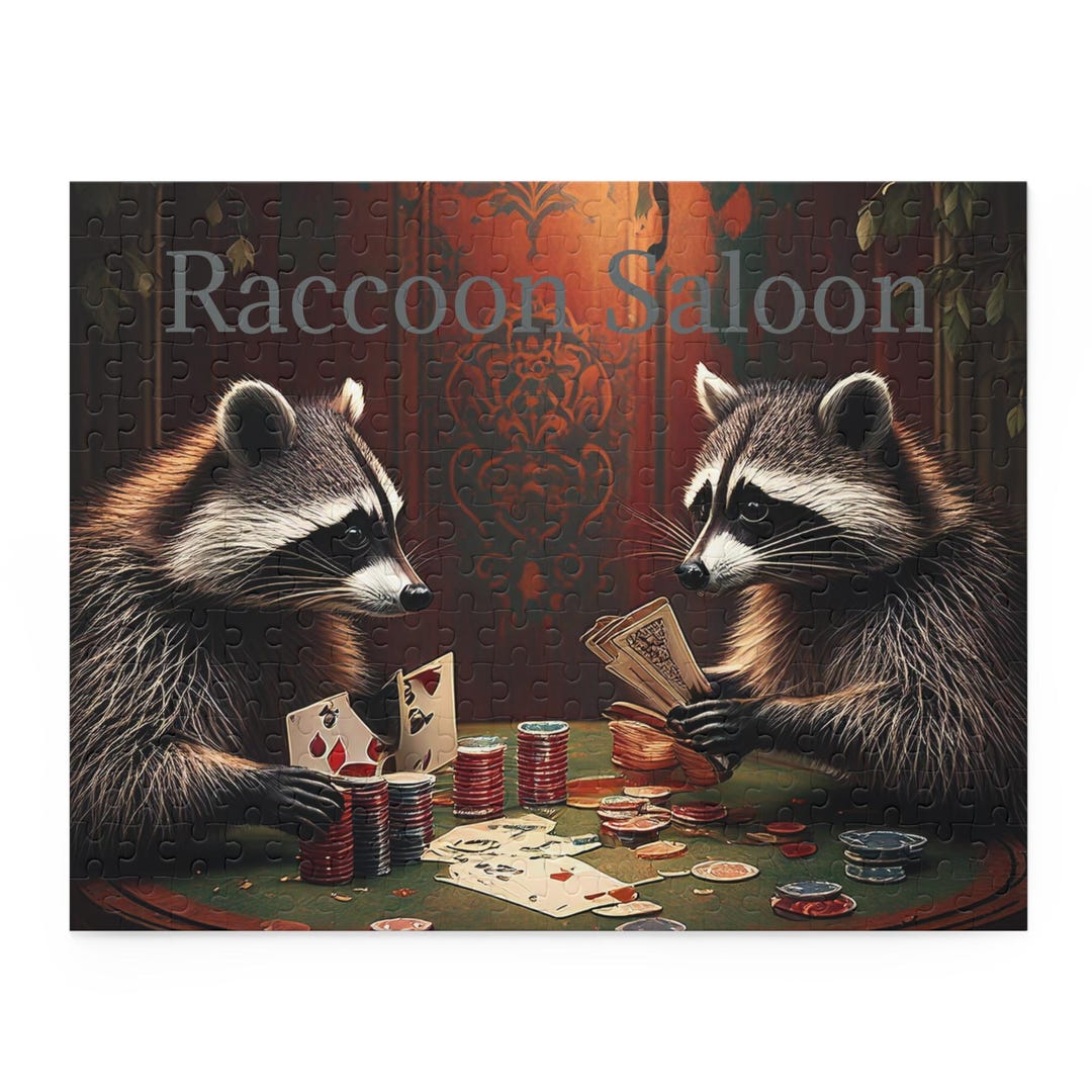 Jigsaw Puzzle 252, 500-piece Raccoons Playing Poker at the Raccoon ...