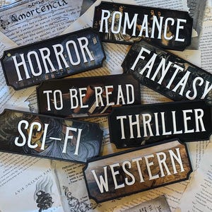 Book Genre Shelf Sign - Bookshelf Decor - Bookish Gift - Single Sign - Etsy