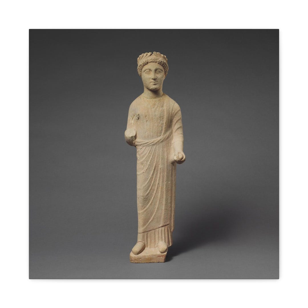 Rare Cypriot Limestone Statuette of a Beardless Votary With a Leafy ...