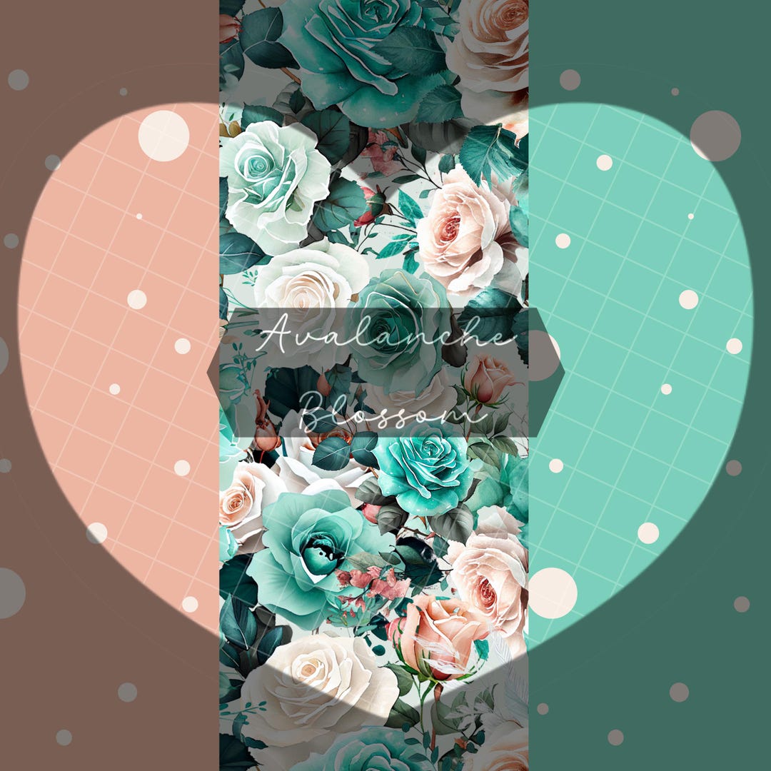 Teal & Blush Floral Seamless Digital Paper and Coordinates - Watercolor ...
