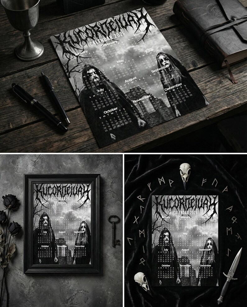 Black Metal 2026 Calendar Printable | Dark Gothic Horror Wall Art ...