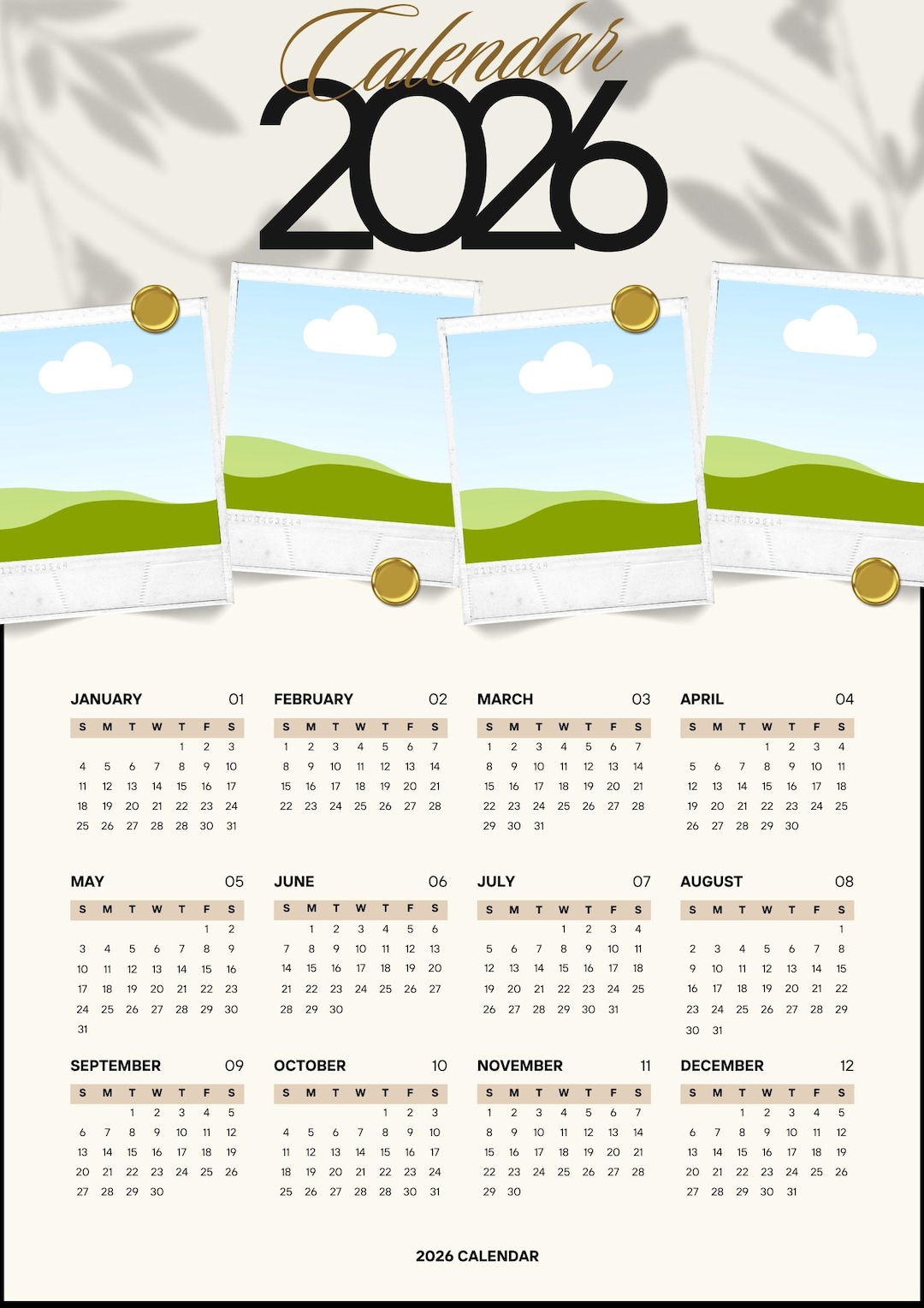 2026 Editable Calendar Template – Canva Digital Download - Etsy