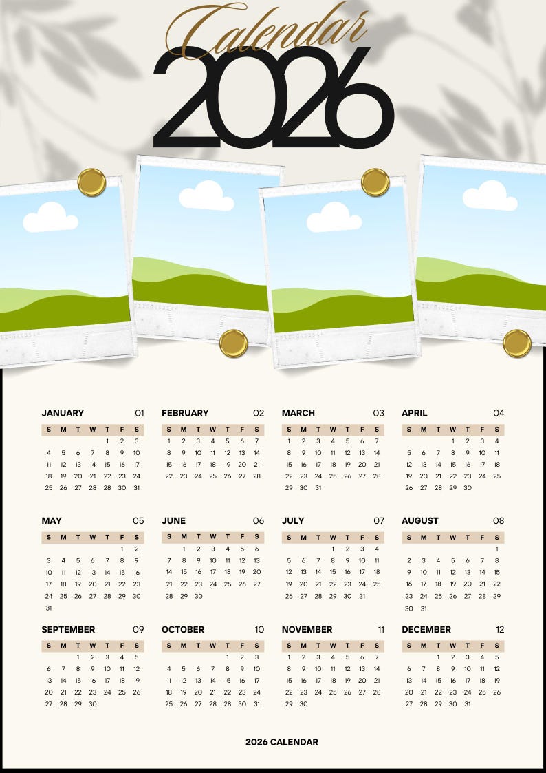 2026 Editable Calendar Template – Canva Digital Download - Etsy