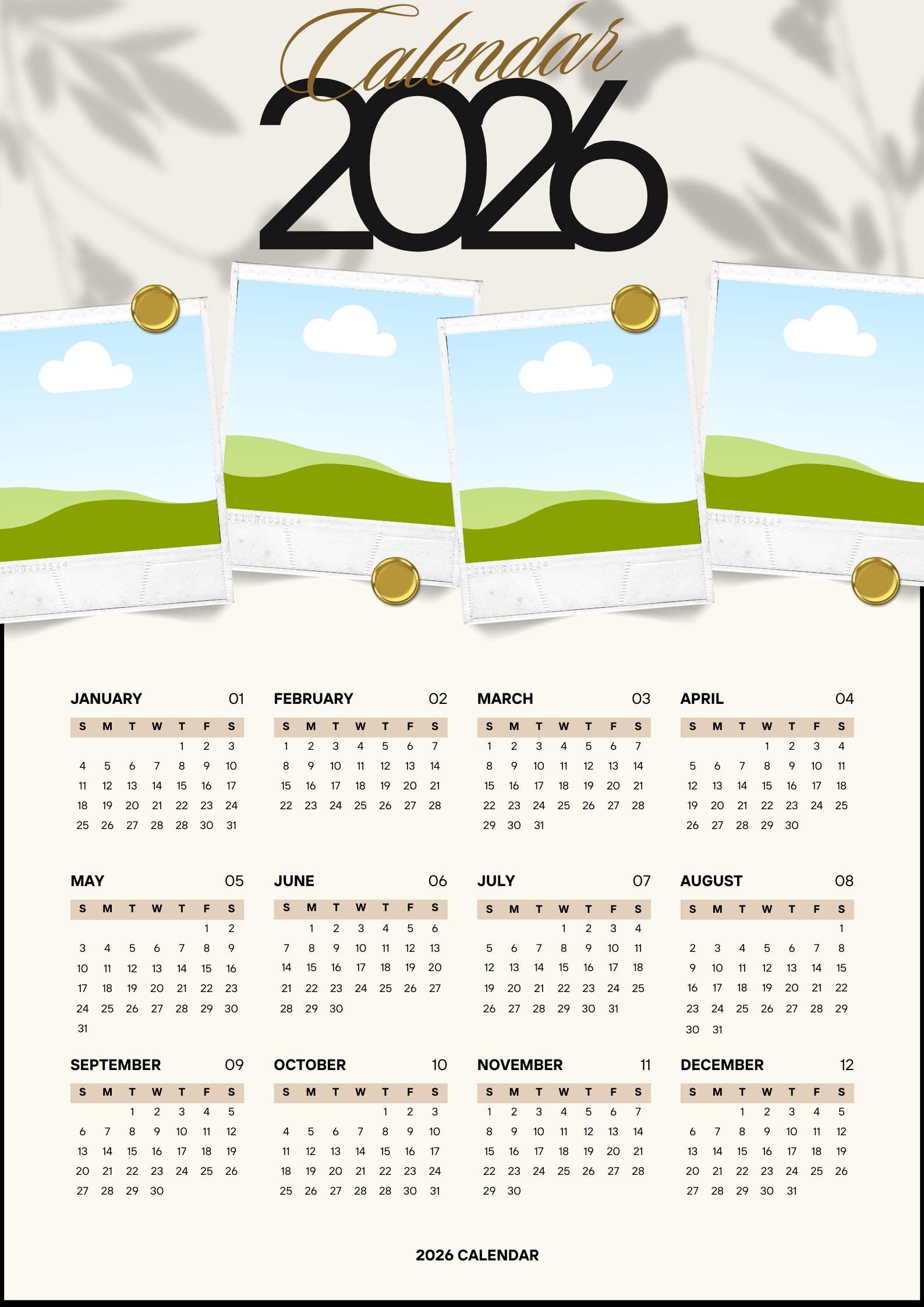 2026 Editable Calendar Template – Canva Digital Download - Etsy