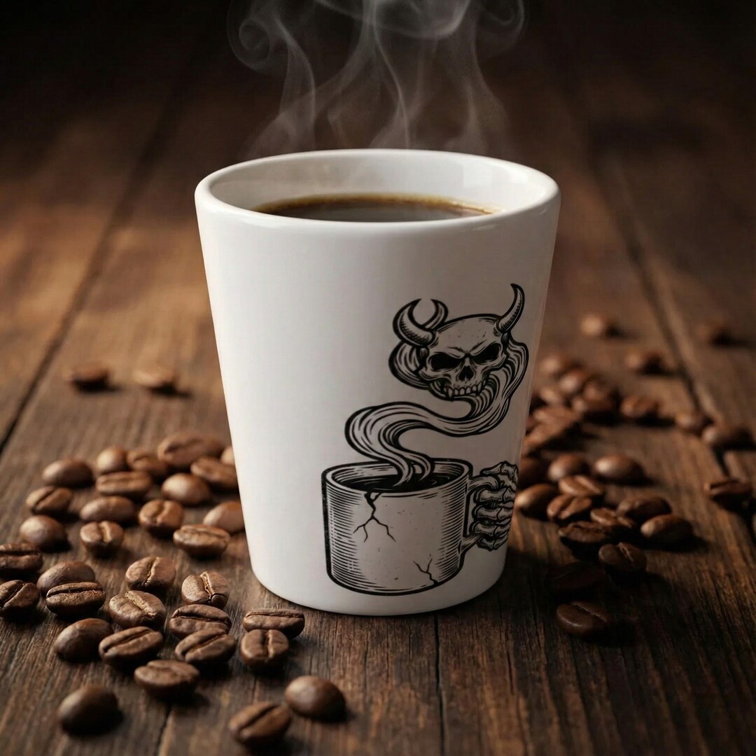 Gothic Demon Skull Latte Mug | Skeleton Hand Coffee Cup | Spooky ...