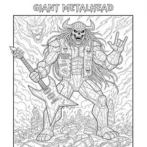Giant Metalhead Coloring Pages Pack | 5 Printable Rocker Monsters With ...