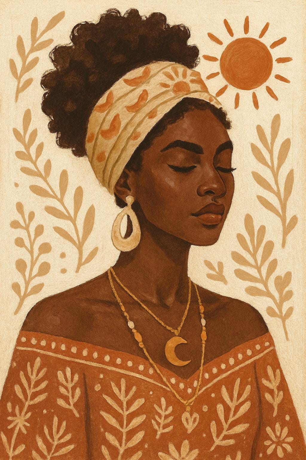 Boho Afro Woman Digital Art Print | African American Wall Art PNG ...