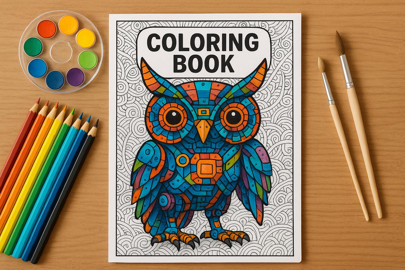 Techno Owl Coloring Book | 6x9" Printable PDF | Digital Download | 10 ...