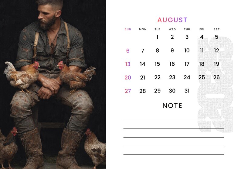 2026 Rustic Farmer Calendar Printable | Country Life Wall Planner ...