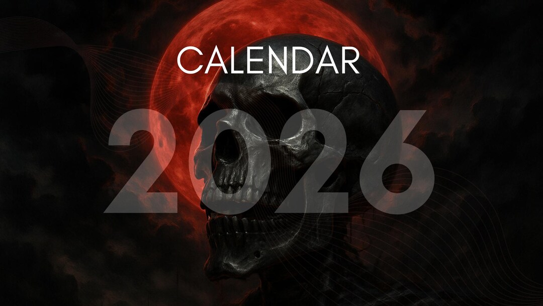 2026 Metalhead Skull Calendar: Gothic Dark Art (PDF Digital Download - Etsy