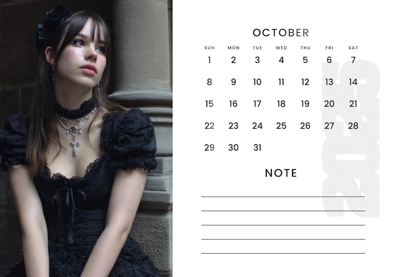 2026 Gothic Calendar Printable | Dark Coquette Wall Planner | Victorian ...