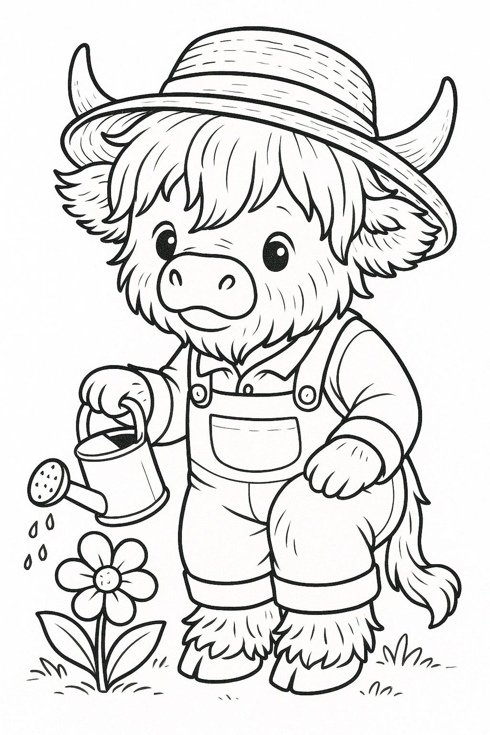 Adorable Highland Cow Coloring Pages | Digital Download | Cute Farm ...