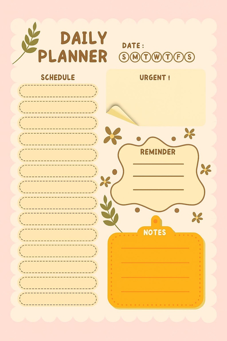 Printable Daily Planner | Cute Aesthetic Schedule Organizer | Urgent ...