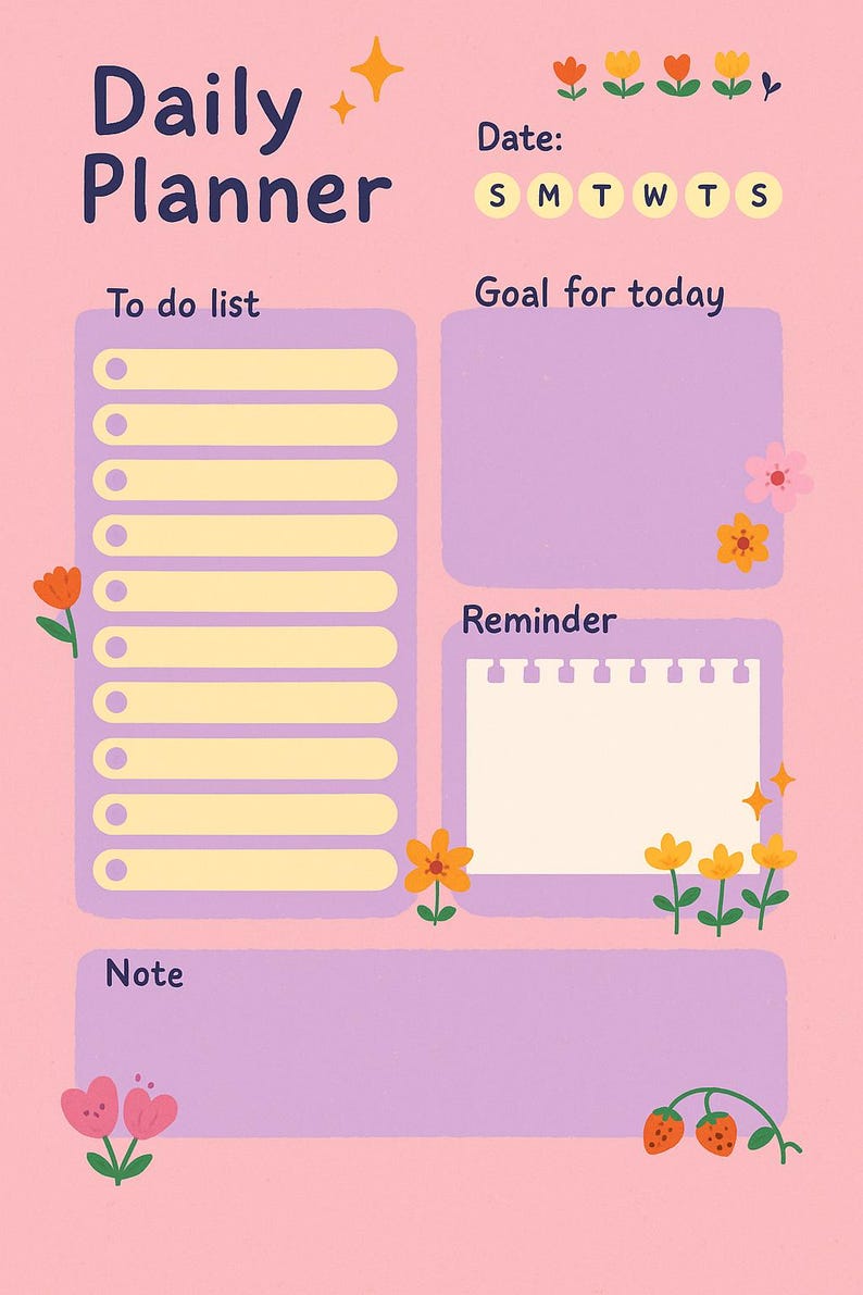 Cute Kids & Student Daily Planner Printables | Colorful Daily Schedules ...