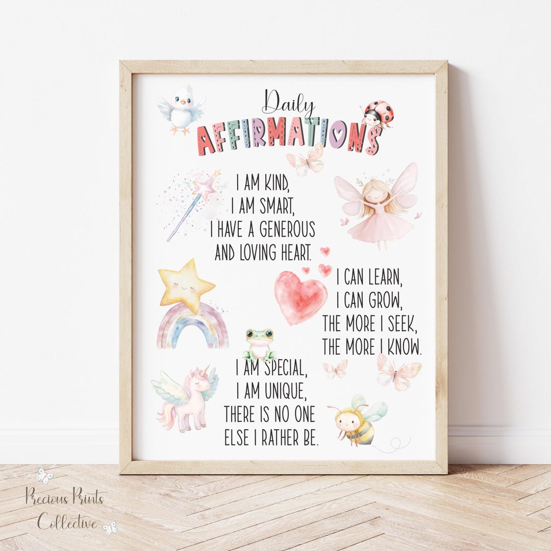 Daily Affirmations Poster for Kids | Kids Affirmations Poster | Kids ...