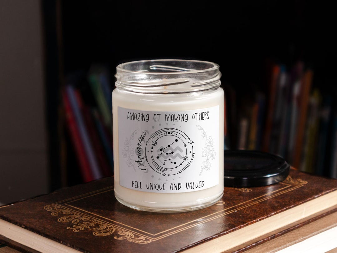 Aquarius Zodiac Candle: Floral Constellation Design - Etsy