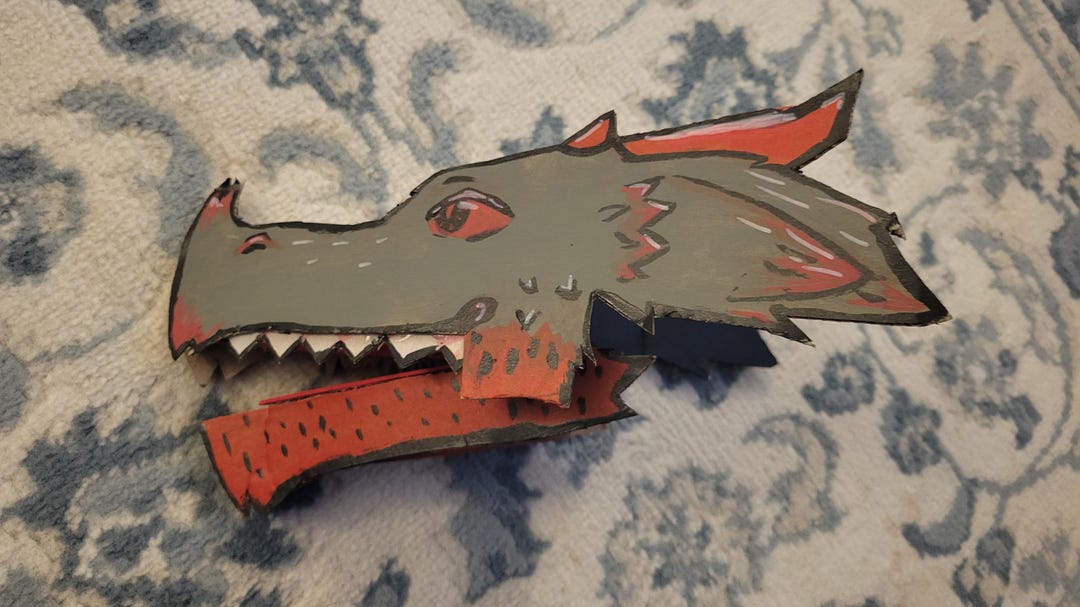 Red, Grey, and Black Dragon Puppet Demon - Etsy