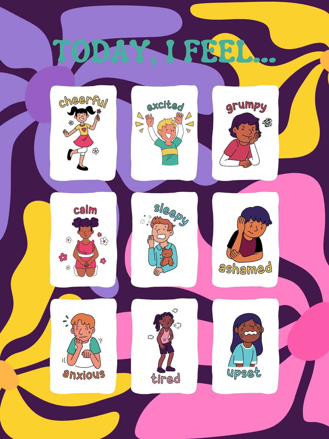 Today I Feel Emotions Chart | Printable Feelings Poster for Kids - Etsy