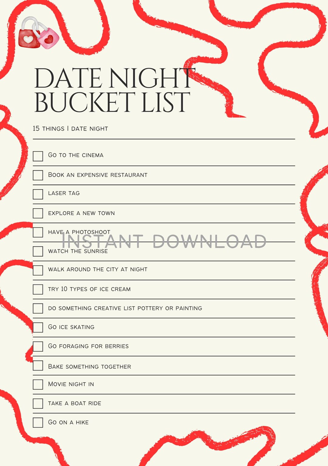 Date Bucket List Printable - Etsy