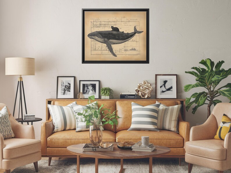 Steampunk Whale Art, Cat on Whale Print, Vintage Nautical Wall Art ...