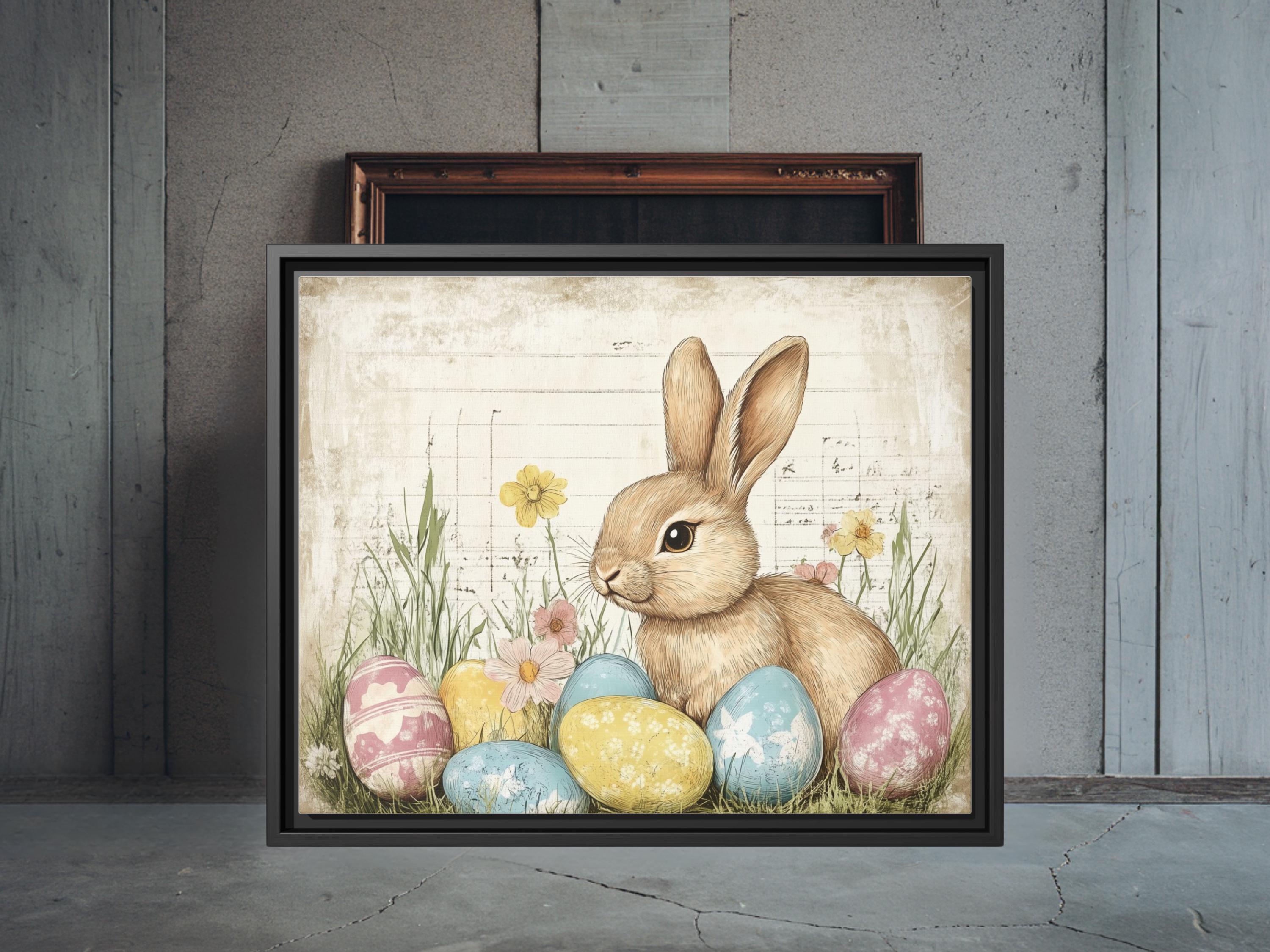 Vintage Easter Bunny Wall Art, Rustic Spring Decor, Farmhouse Rabbit ...
