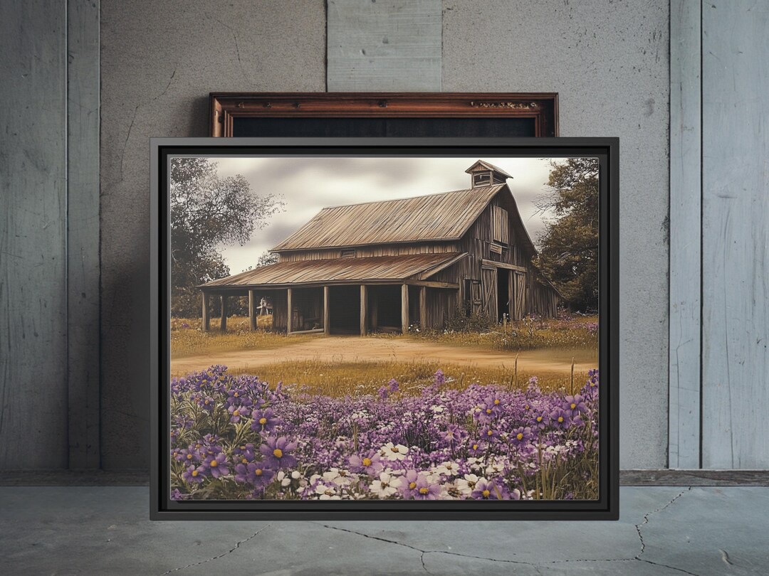 Rustic Barn Wall Art, Farmhouse Landscape Print, Vintage Country Decor ...