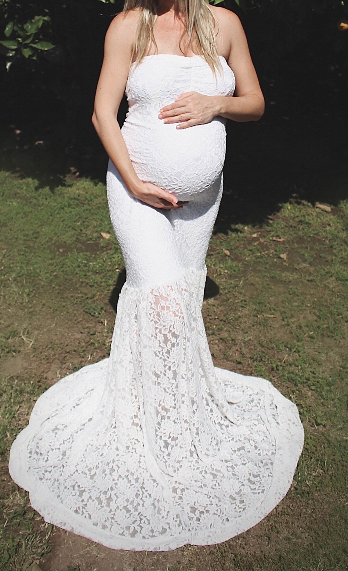 Maternity Strapless Sweetheart Lace Gown-dress W Sheer Chiffon | Etsy