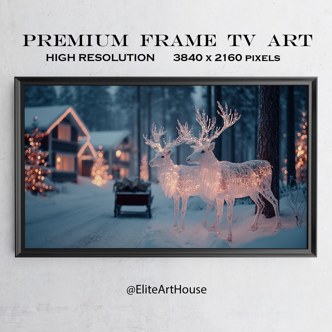 Majestic Winter Deer Wall Art – Serene Snowy Forest Scene for TV ...
