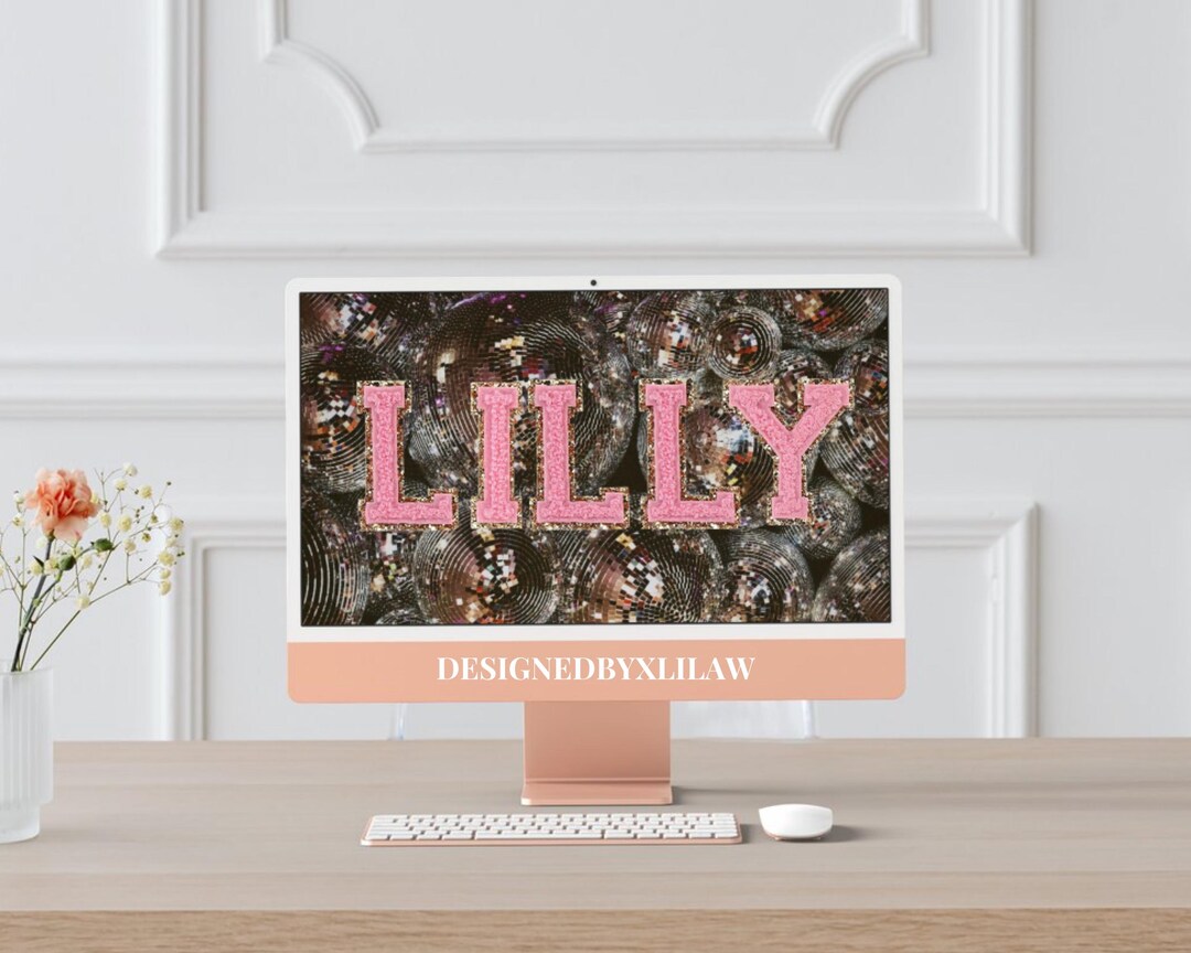 Preppy Glitter Letters Computer Wallpaper | Customise With Your Name ...