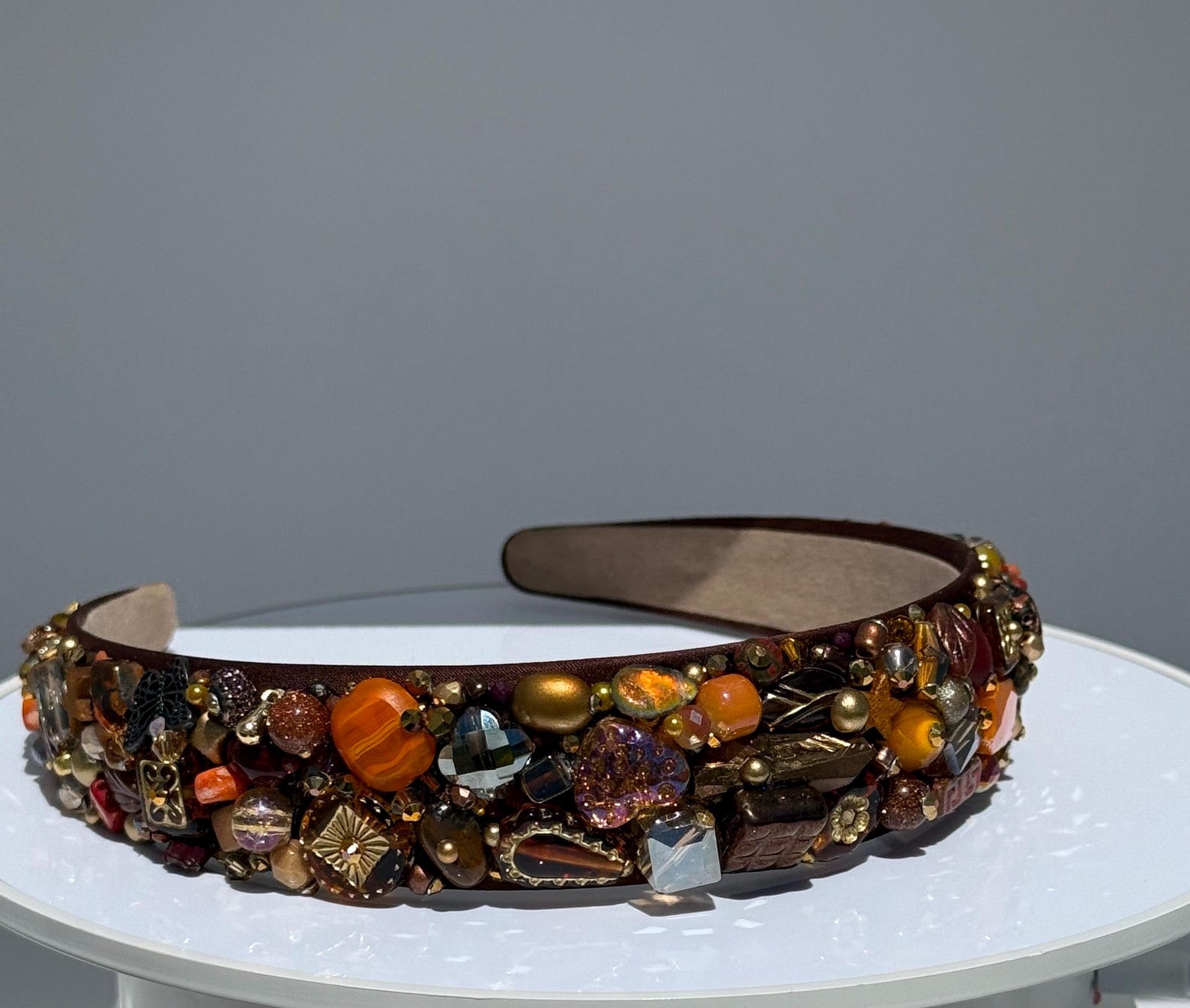 Pumpkin Spice Crown: Handmade Autumn Headband With Sienna & Gold Beads ...