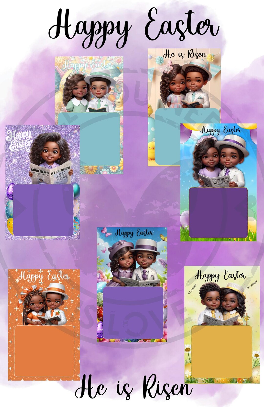 Jumbo Easter Treat Cards, Religious, He is Risen, Digital Design ...