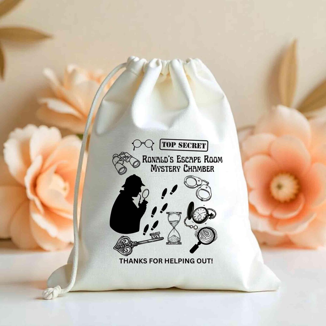 Personalized Escape Room Name Favor Bags - Top Secret Quotes Funny Bags ...