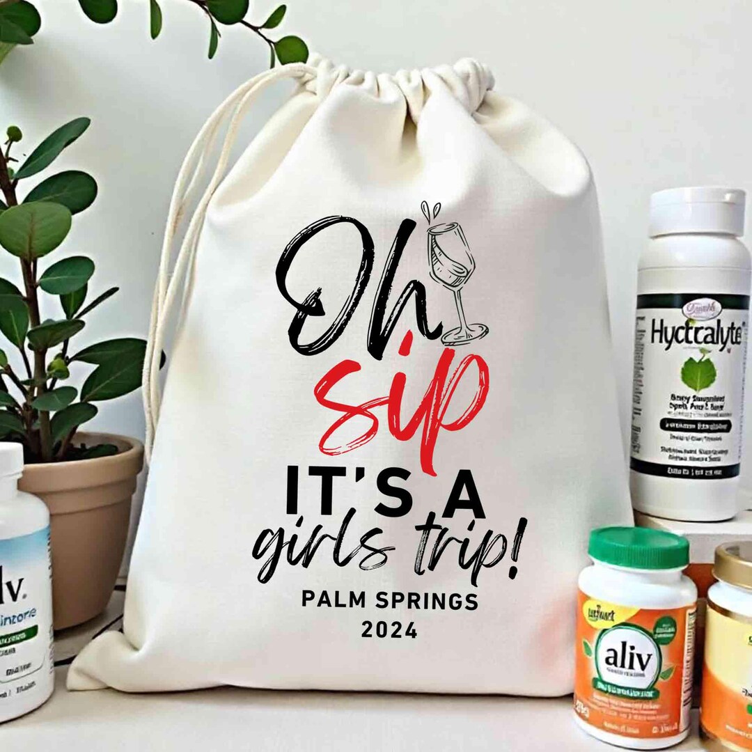 Personalized Cursive Oh Sip Favors - Bridal Destination Hangover Bags ...
