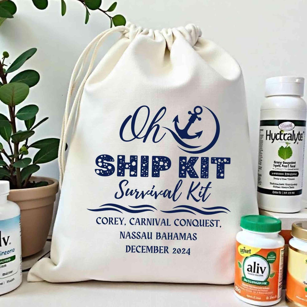 Personalized Cruise Survival Kit Bags - Oh Ship Kit Bach Favors ...
