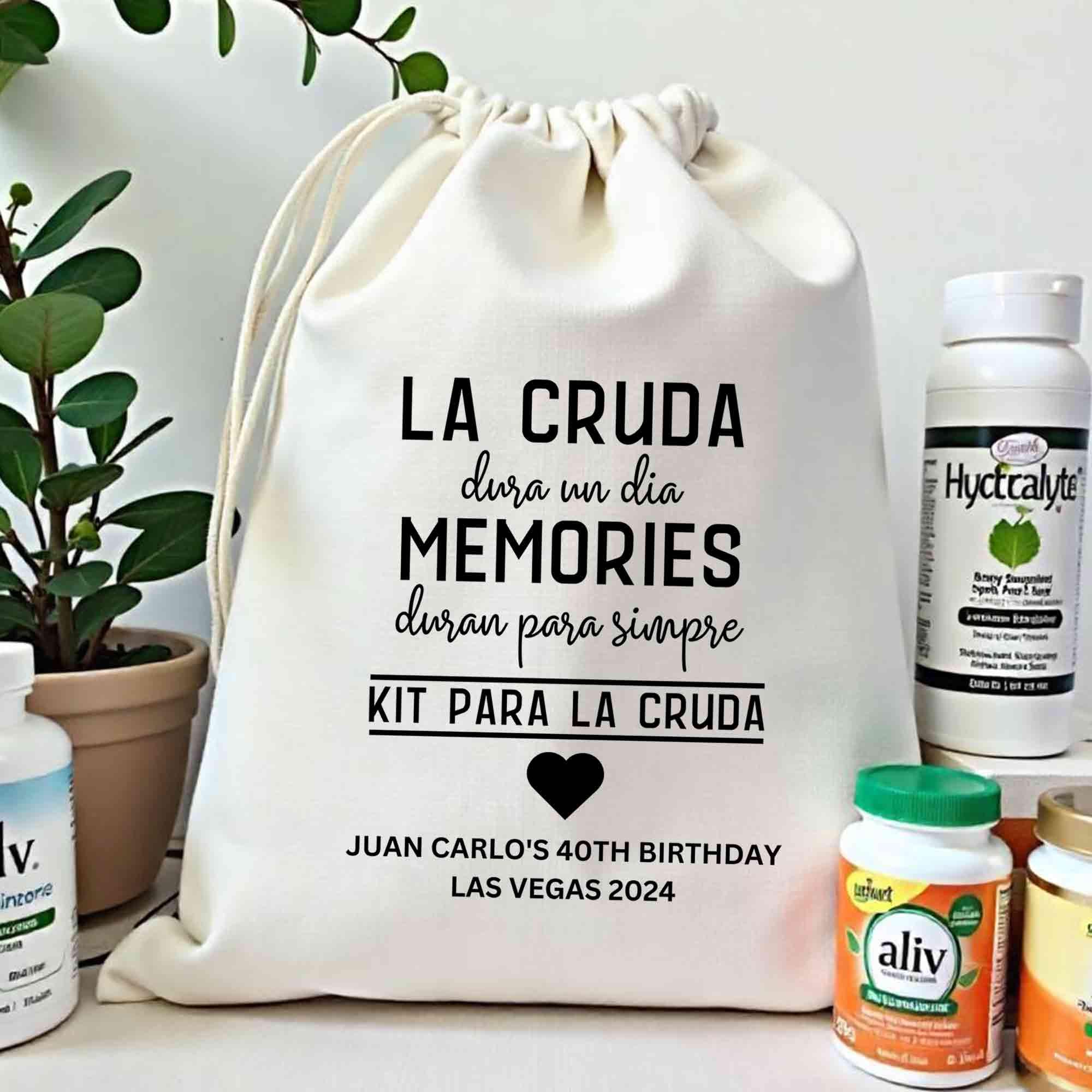 Custom La Cruda Hangover Kit Bags - Wedding Favor Bag - Hen Party Bag ...
