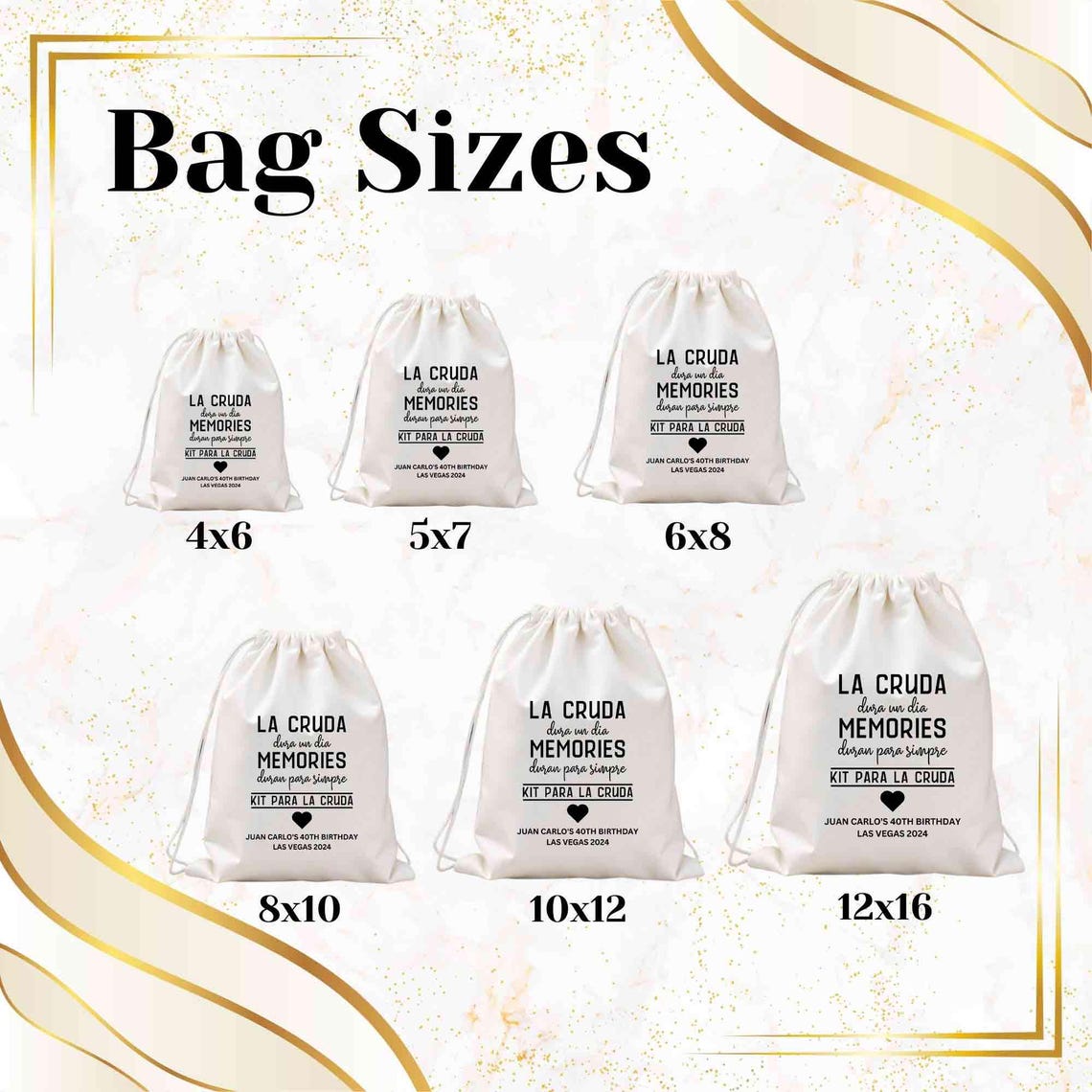Custom La Cruda Hangover Kit Bags Wedding Favor Bag Hen Party Bag ...