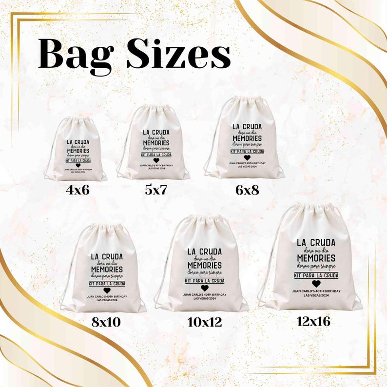 Custom La Cruda Hangover Kit Bags - Wedding Favor Bag - Hen Party Bag ...
