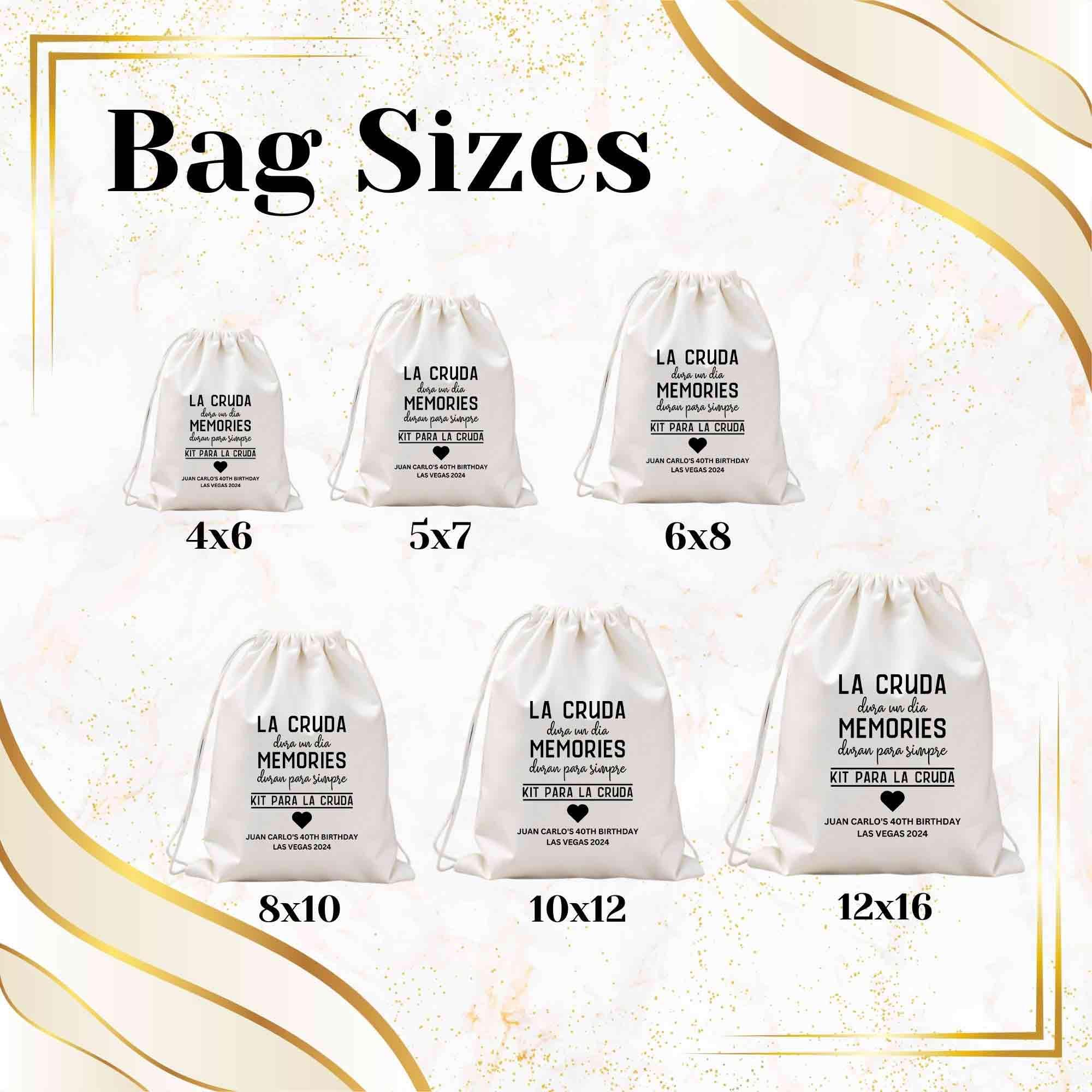 Custom La Cruda Hangover Kit Bags - Wedding Favor Bag - Hen Party Bag ...