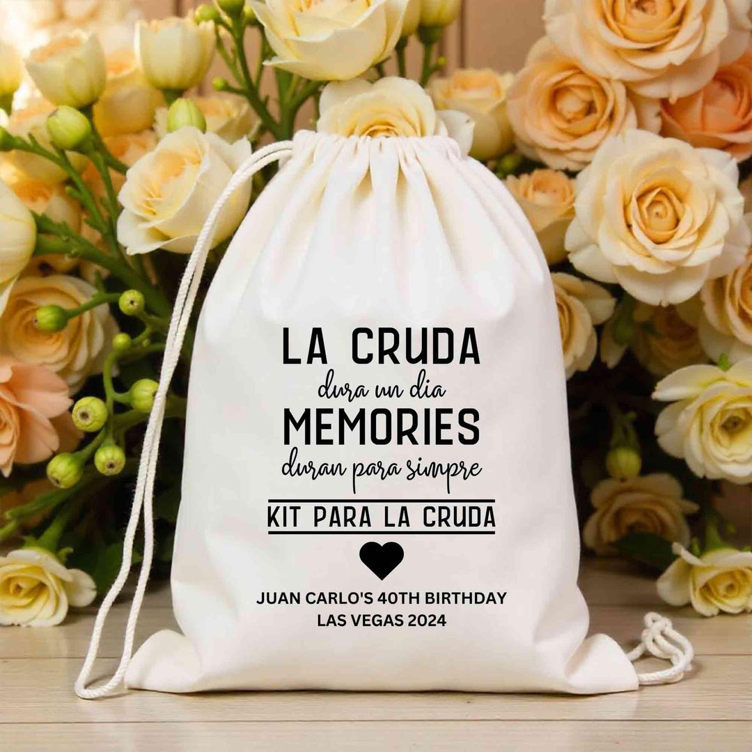 Custom La Cruda Hangover Kit Bags - Wedding Favor Bag - Hen Party Bag ...