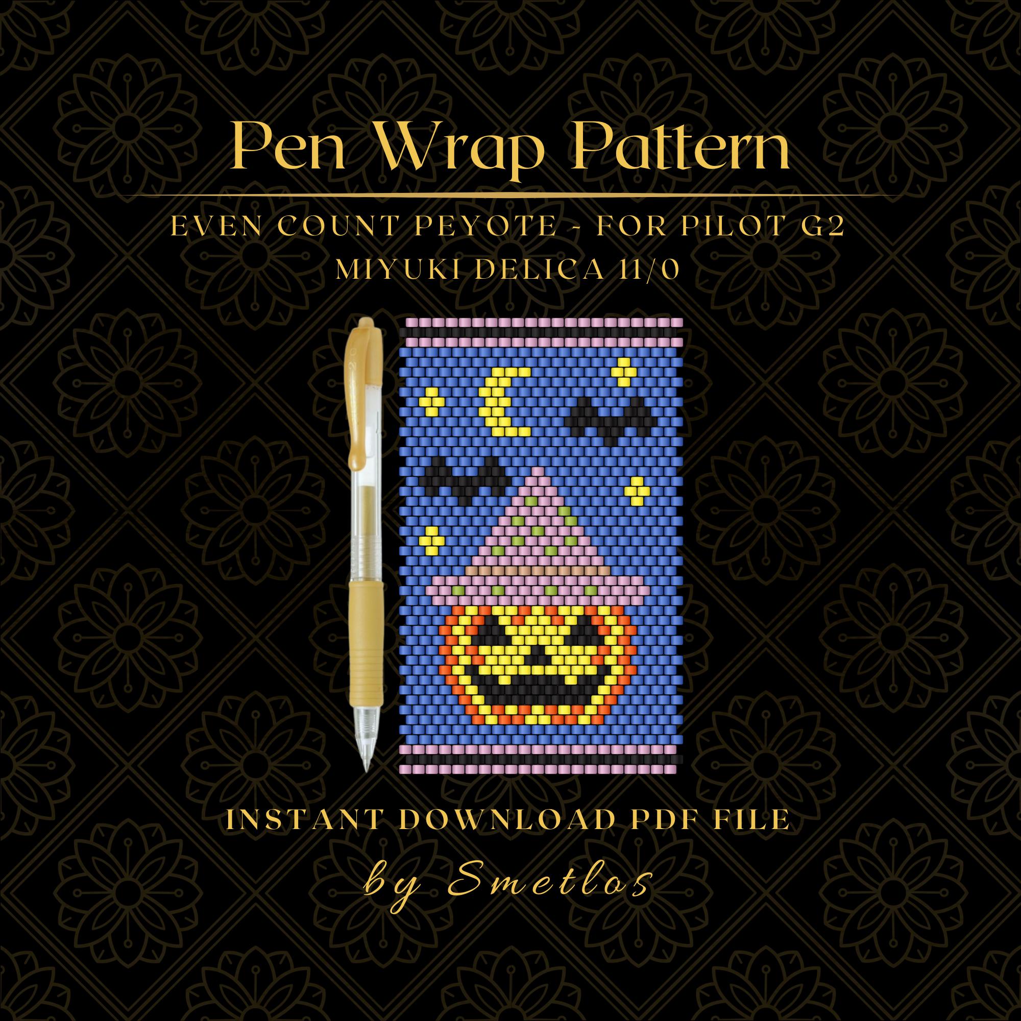 Halloween Beaded Pen Wrap Pattern, Miyuki Bead Pattern, Seed Bead Pen ...