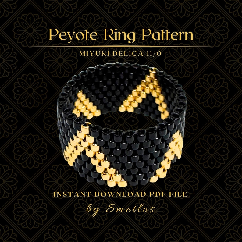 Golden Triangles Peyote Ring Pattern, Beaded Ring Pattern, Miyuki ...