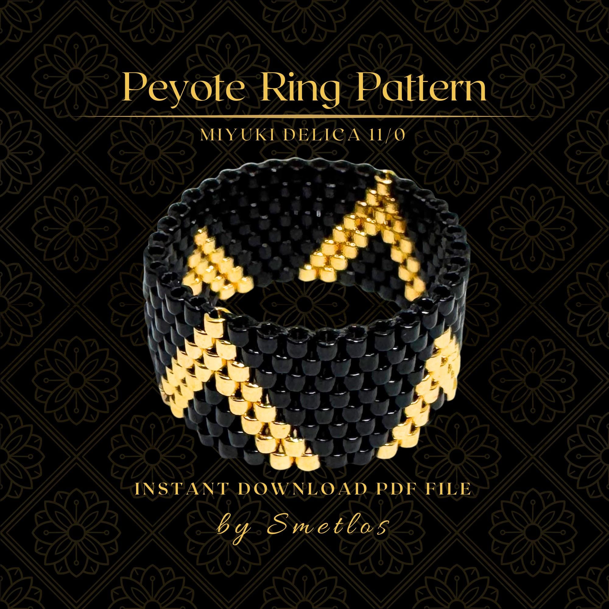 Golden Triangles Peyote Ring Pattern, Beaded Ring Pattern, Miyuki ...