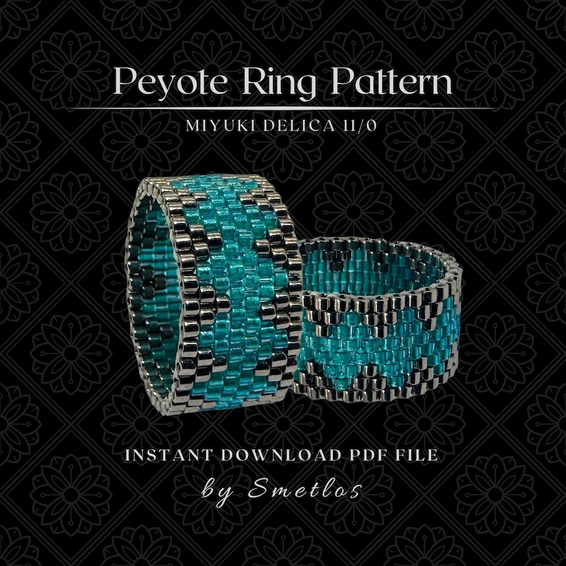 Icy Mosaic Peyote Ring Pattern, Beaded Ring Pattern, Miyuki Beading ...