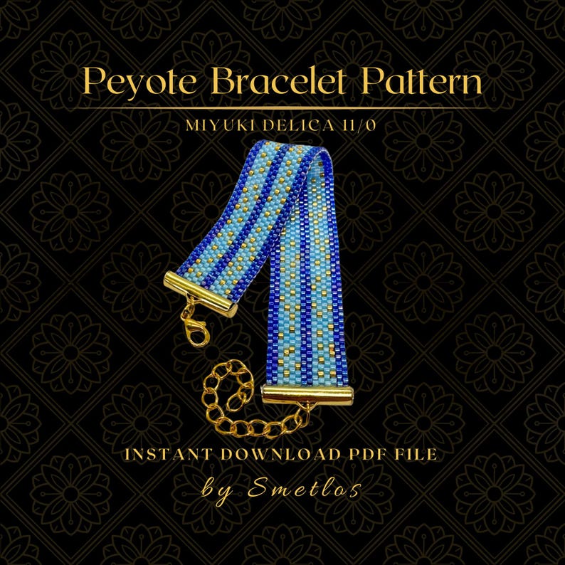 Peyote Bracelet Pattern - Beaded Bracelet PDF, Miyuki Delica 11/0 Seed ...