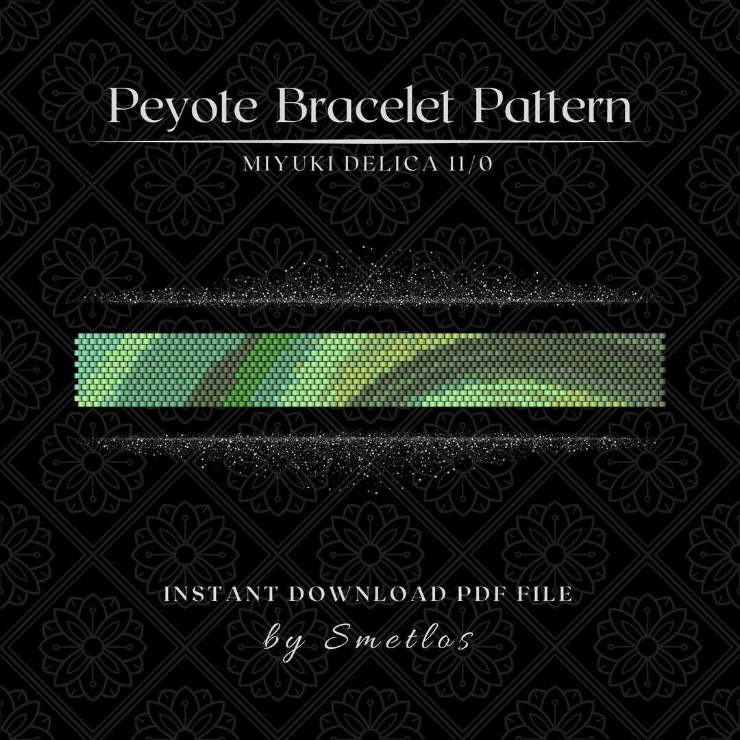 Green Wave Peyote Bracelet Pattern, Beaded Bracelet Pattern, Miyuki ...