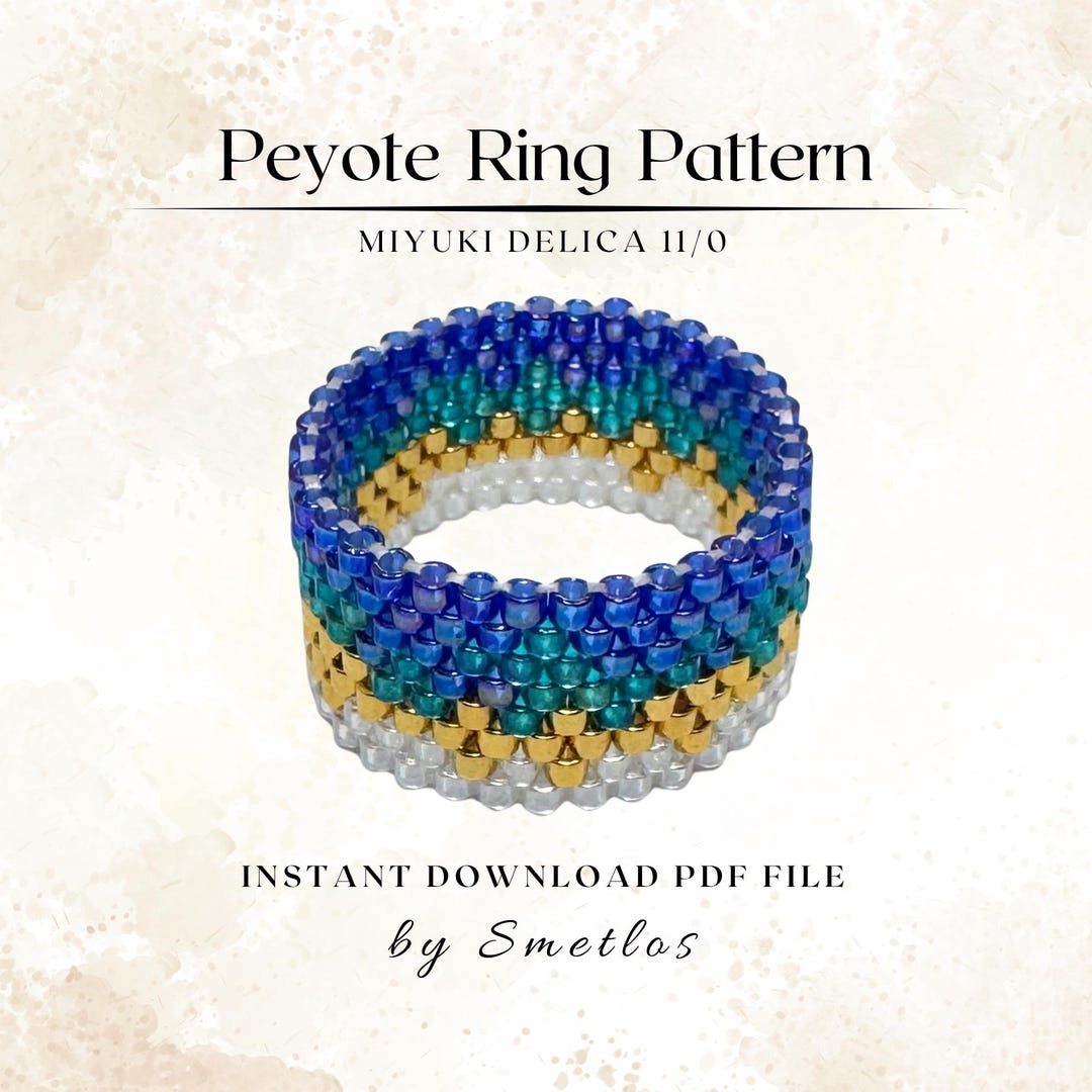 Sea Wave Peyote Ring Pattern, Beaded Ring Pattern, Miyuki Beading ...
