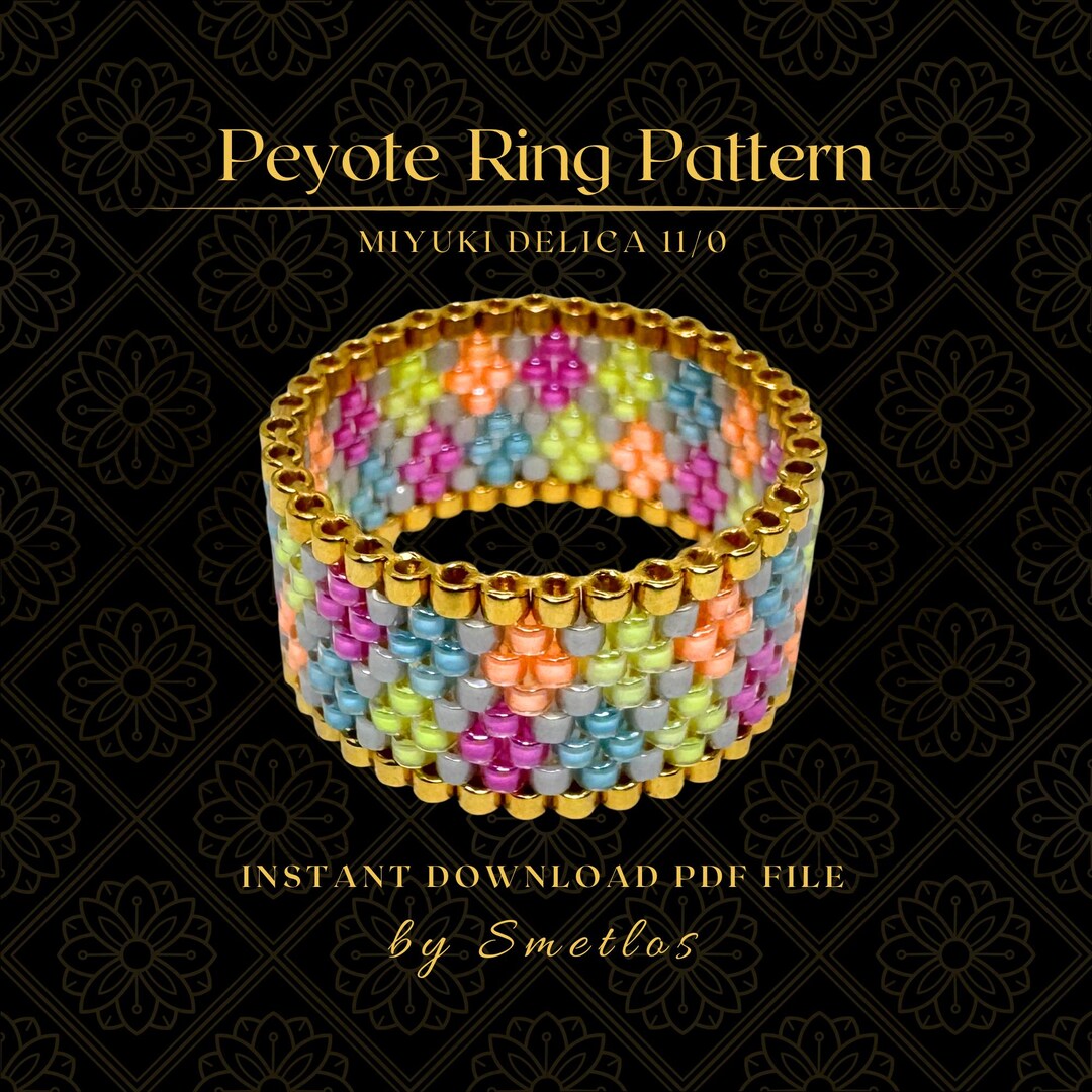 Pastel Rainbow Peyote Ring Pattern, Beaded Ring Pattern, Miyuki Beading ...