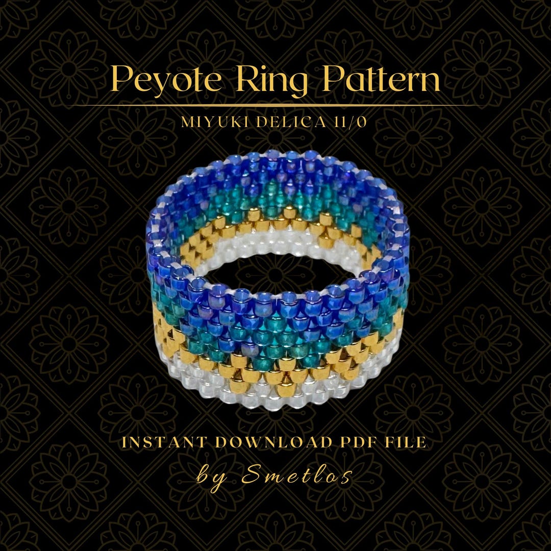 Sea Wave Peyote Ring Pattern, Beaded Ring Pattern, Miyuki Beading ...